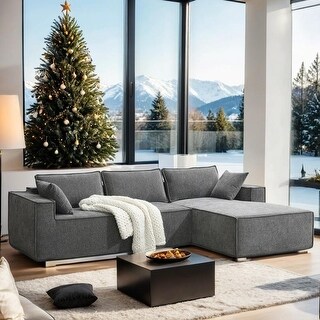 Elegant 111.5*72" Minimalist Style Modular Sectional Sofa, Wrinkle ...